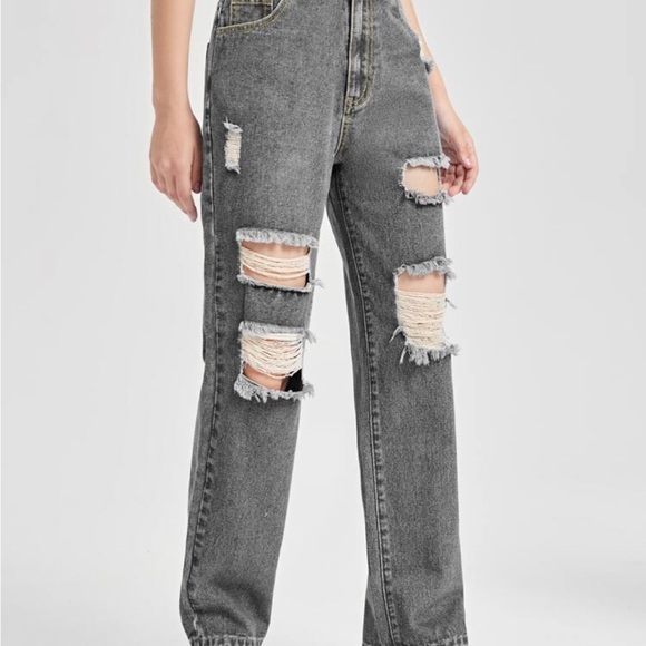 SHEIN | Bottoms | Shein Teen Girls High Waist Ripped Straight Leg Jeans | Poshmark